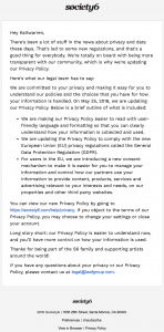 Great Examples of Updated Privacy Statement Emails | Campaign Monitor