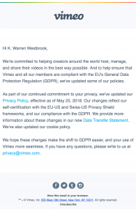 Great Examples of Updated Privacy Statement Emails | Campaign Monitor