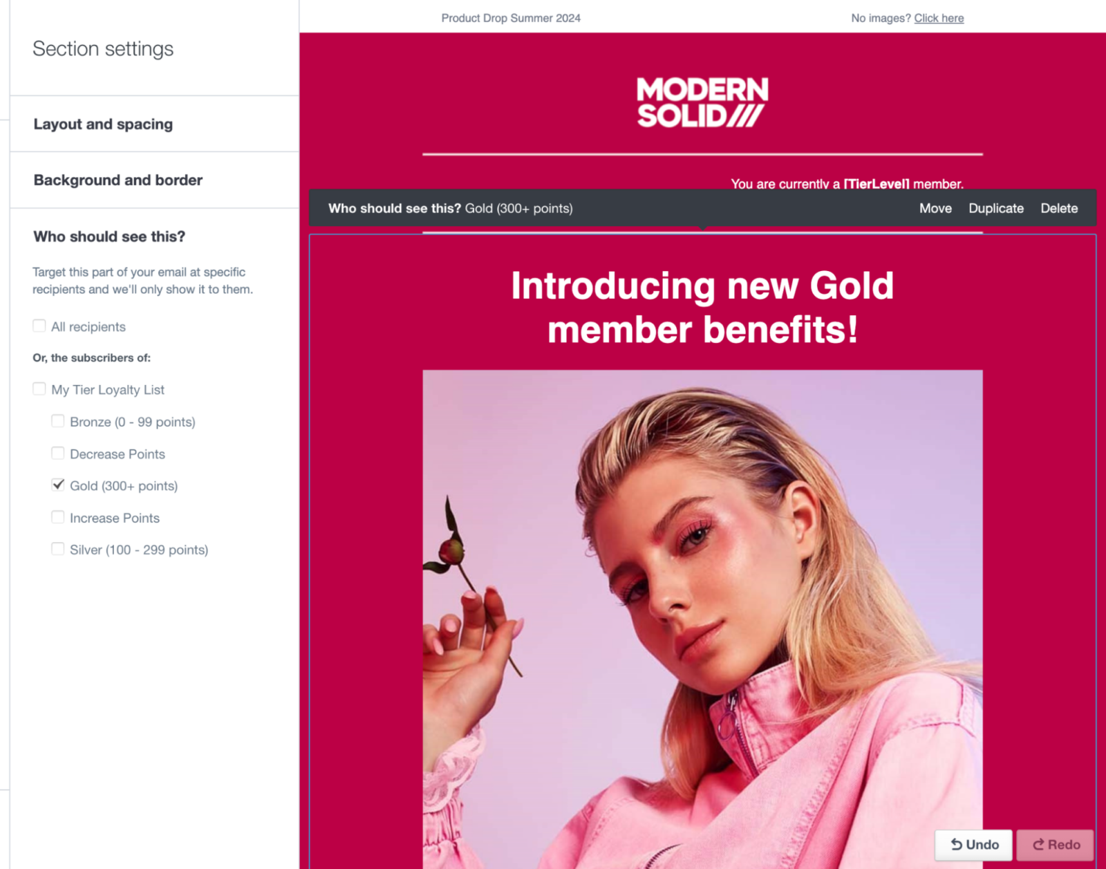 Surface loyalty tier data in Email Builder | Campaign Monitor